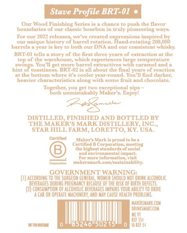 2022 Maker's Mark Wood Finishing BRT-01 & BRT-02 - NC Whiskey 2022 Maker's Mark Wood Finishing BRT-01 & BRT-02 - NC Whiskey